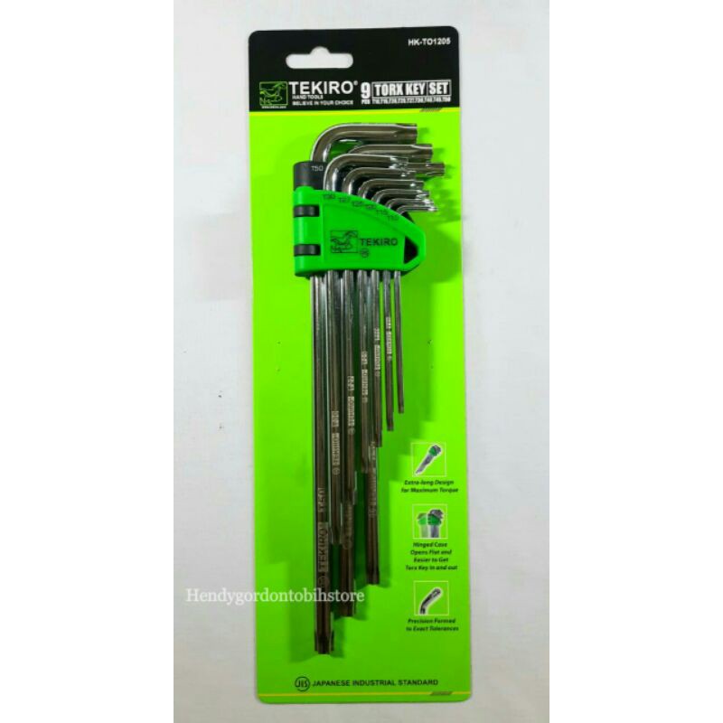 Jual TEKIRO Kunci L Bintang panjang tanpa lobang 9pcs Torx Key Set / Kunci L bintang set 9pcs ...