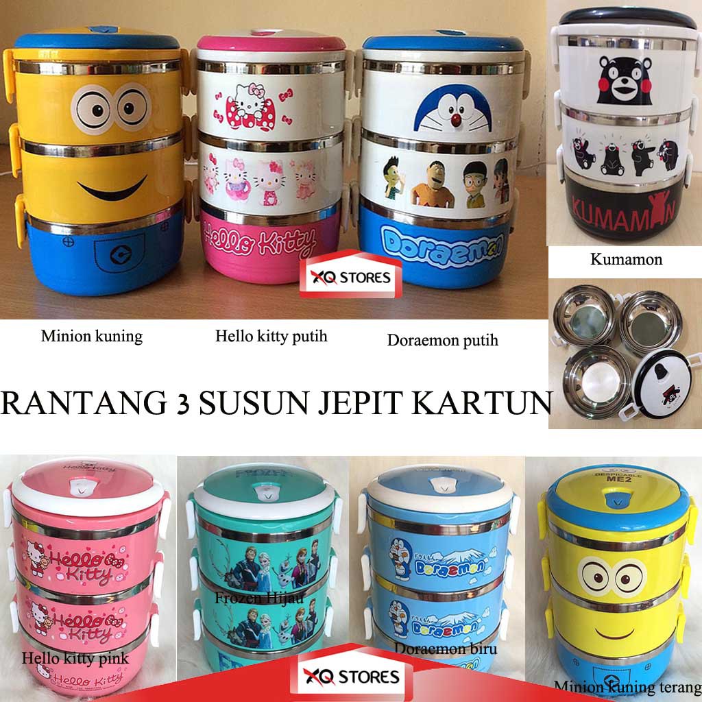 Jual RANTANG 3 SUSUN JEPIT STAINLESS KARTUN/ RANTANG 3 TINGKAT KARAKTER ...
