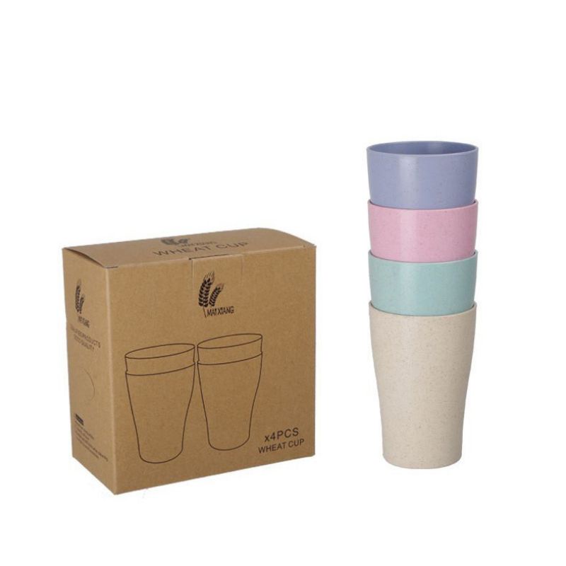 Jual gelas minum set 4 pcs cangkir set gelas warna warni gelas jerami ...