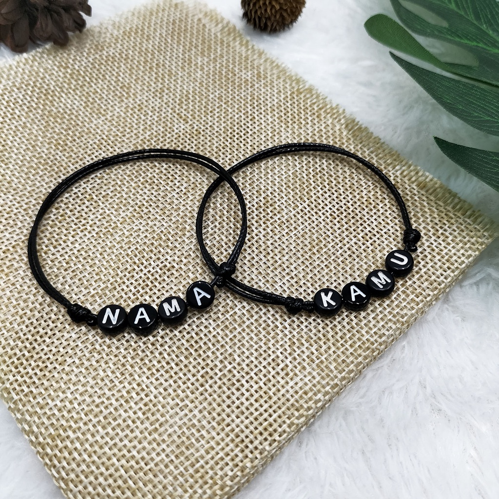 Jual Gelang Custom NAMA Huruf Bulat Tali Korea Waterproof 1mm | Shopee ...