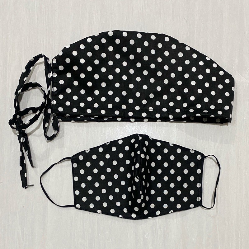 Jual Surgical Scrub Cap Head Katun 2 Lapis + Masker -Topi Operasi Medis ...