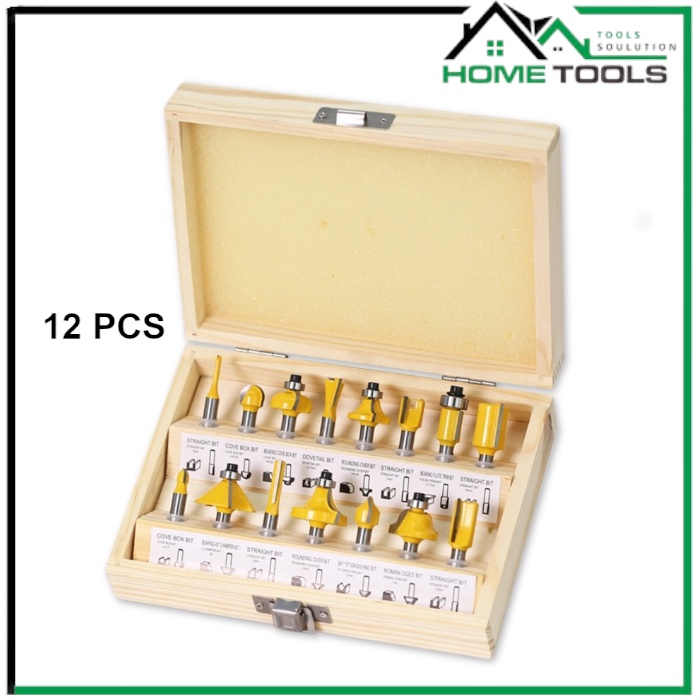 Jual Mata Profil Kayu Set 12 Pcs Router Trimmer Bits Sangat Tajam Set ...