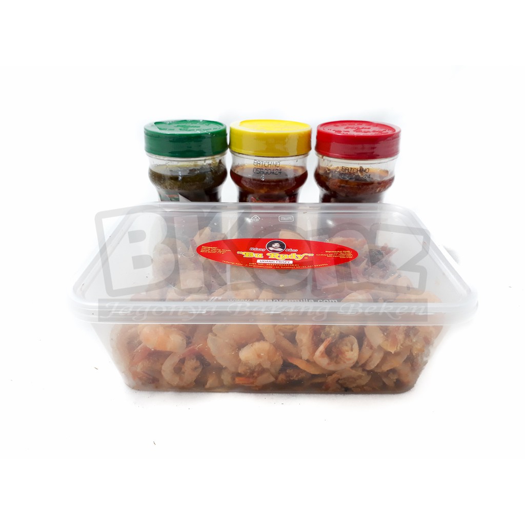 Jual Paket Udang Crispy Besar Sambal 3 Rasa Bu Rudy Oleh2 Bu Rudi ...