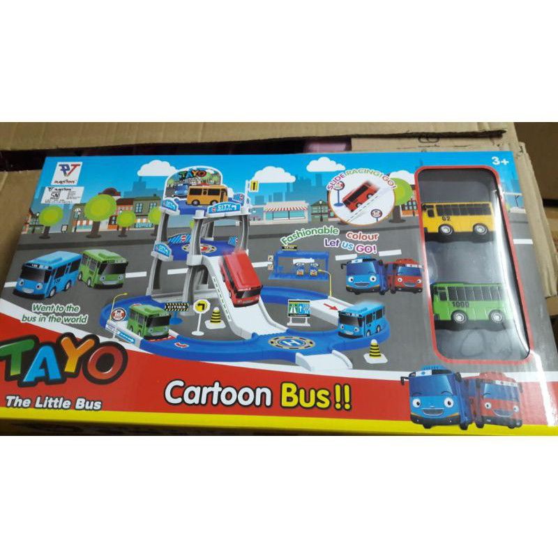 Jual mainan Tayo parkir bus tayo cartoon Bus dapat 2 pcs mobil | Shopee ...