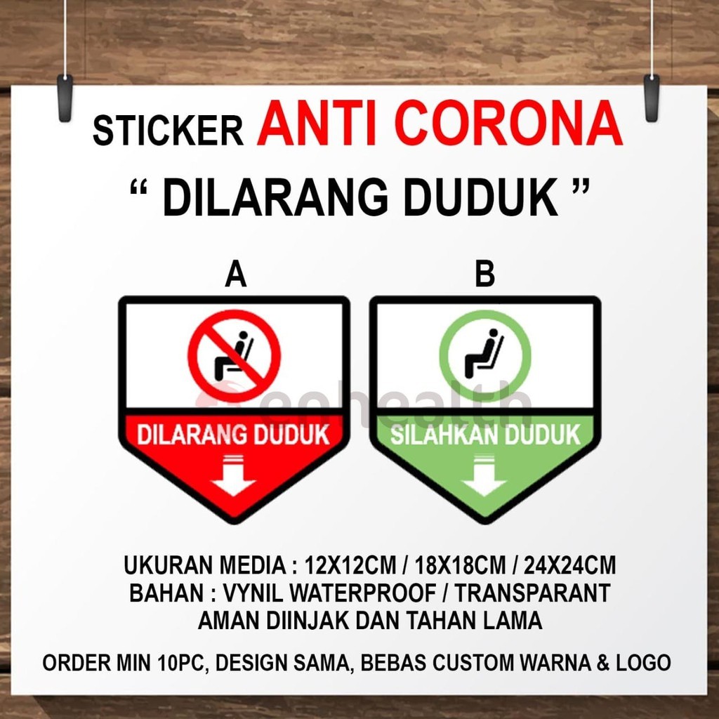 Jual STIKER PERINGATAN | STICKER ANTI CORONA | DILARANG DUDUK | Shopee ...