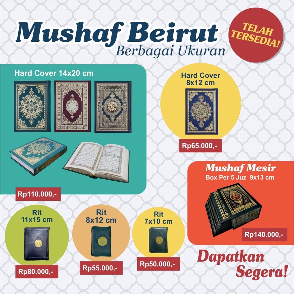 Jual Mushaf Al Quran Beirut Berbagai Ukuran Saku Standar RIT Rasm ...