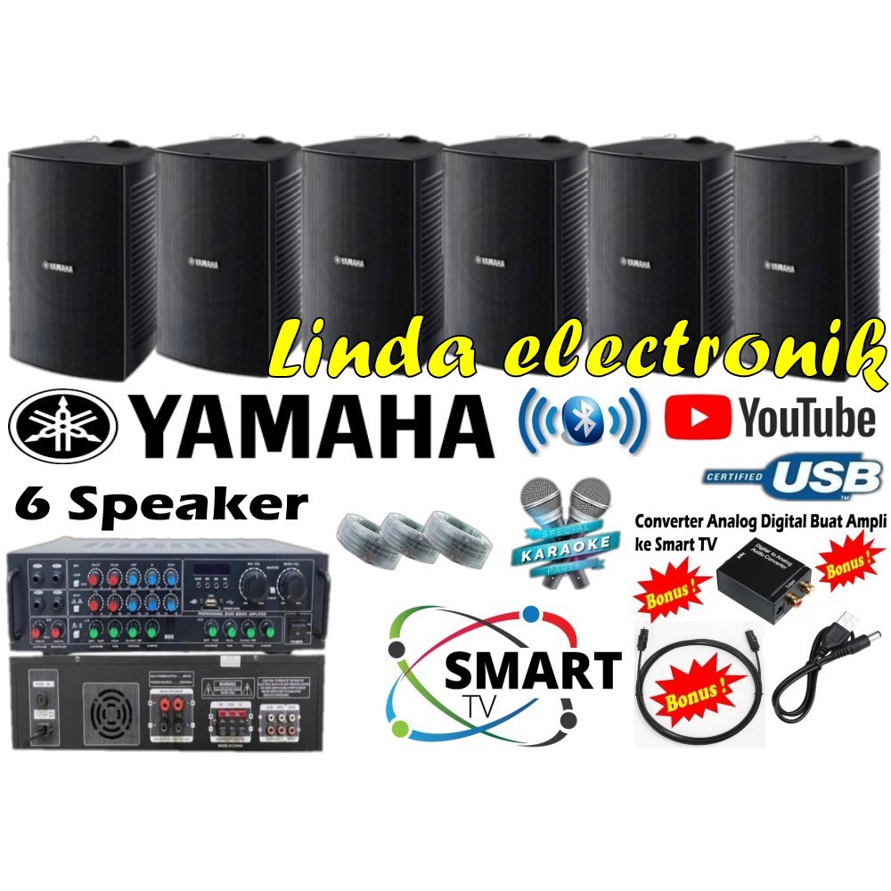Jual paket sound system 6 speaker cafe gudang yamaha vs6 ampli toatech | Shopee Indonesia