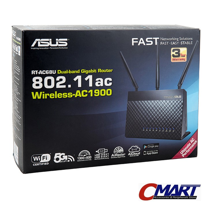 Jual Asus RT-AC68U AC1900 Dual Band Gigabit WiFi Wireless Router AiMesh ...