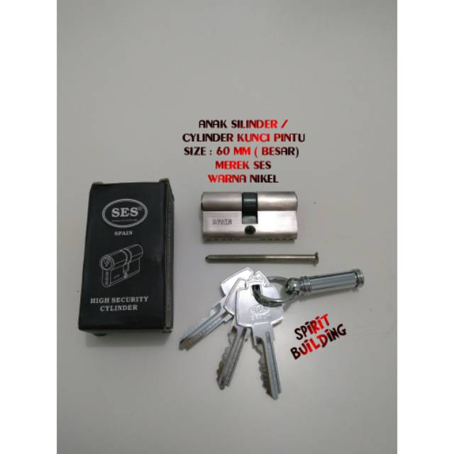 Jual ANAK SILINDER KUNCI PINTU SES WARNA NIKEL CYLINDER KUNCI PINTU BESAR 60 MM | Shopee Indonesia