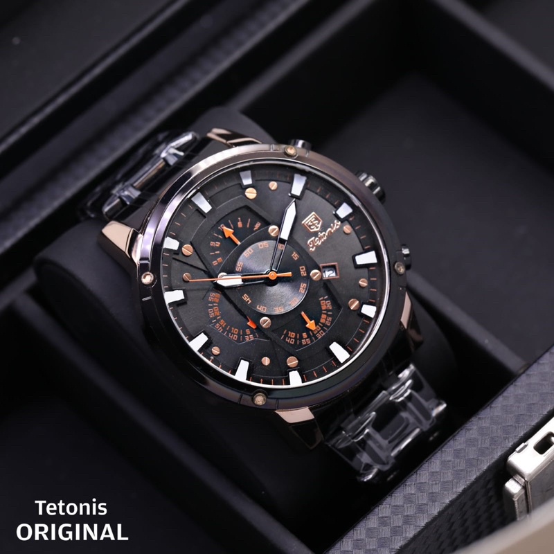 Jual Jam Tangan Pria Tetonis ORIGINAL Rantai Chrono Tanggal Aktif Free Box & Baterai ( Bisa COD ...