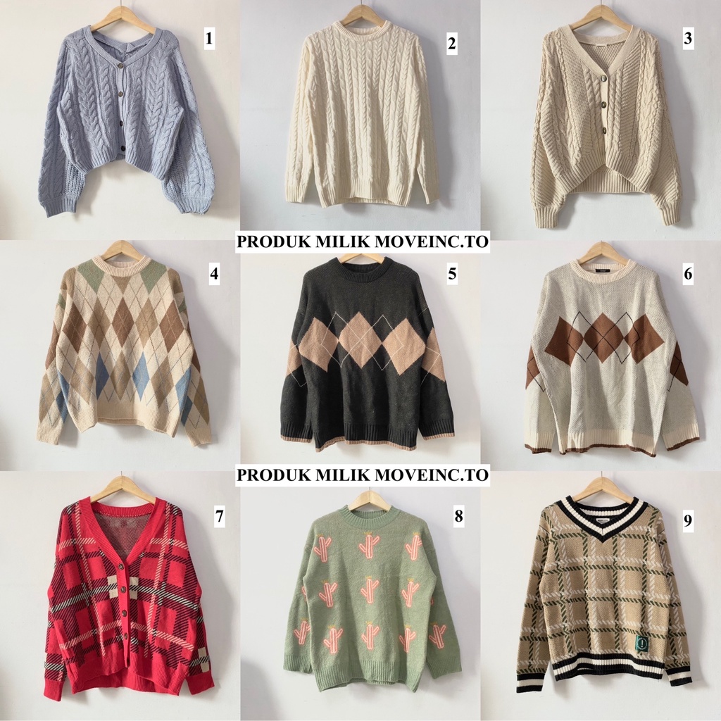 Jual Cardigan Sweater Vest Rompi Motif Argyle Ketupat Rajut Kepang ...