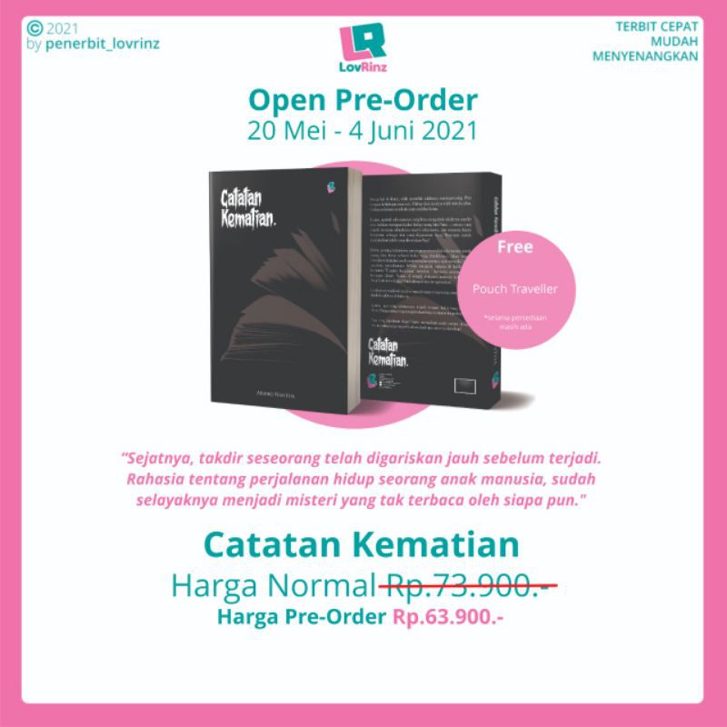 Jual Buku Novel Catatan Kematian - Original - Penerbit LovRinz | Shopee Indonesia