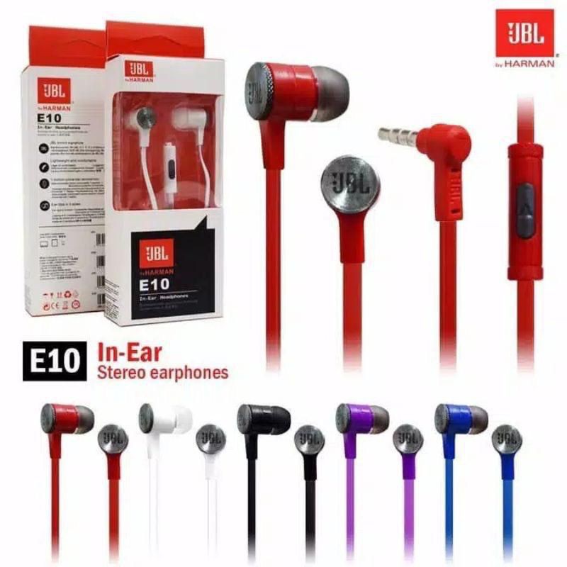 Jual Headset JBL E-10 Stereo Bass Earphone Handsfree JBL E-10 Stereo ...
