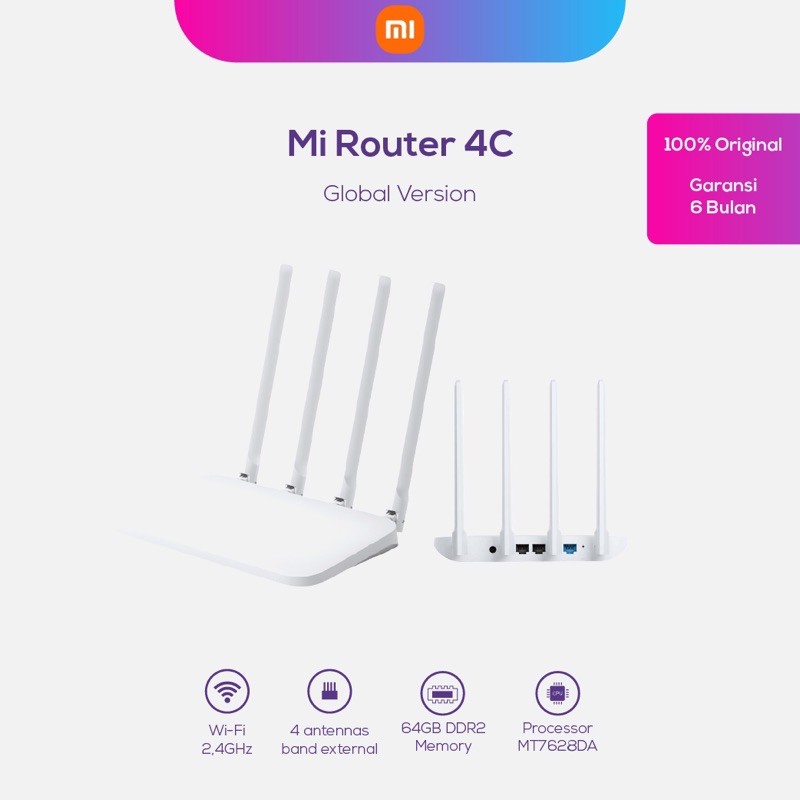 Jual Xiaomi Mi Router 4C Smart Router 2.4GHz 64MB 4 Antena / Xiaomi WiFi Repeater Extender ...