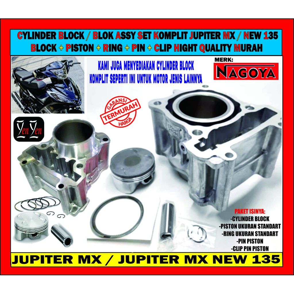 Jual SILINDER CYLINDER BLOCK / BLOK ASSY SET KOMPLIT JUPITER MX / NEW 135 BLOCK + PISTON MURAH ...