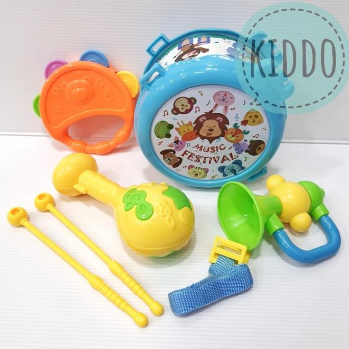 Jual Mainan Musik Set Anak - drum tamborin maracas terompet - UOS ...