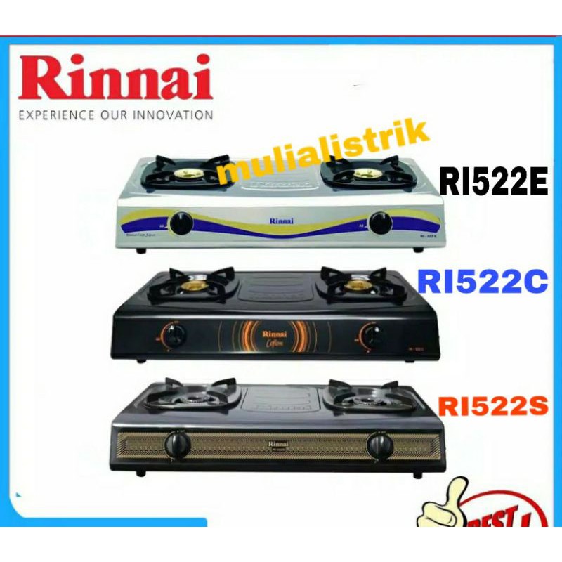 Jual RINNAI kompor gas 2tungku RI 522E STAINLES/RI 522C TEFLON /RI 522S ...