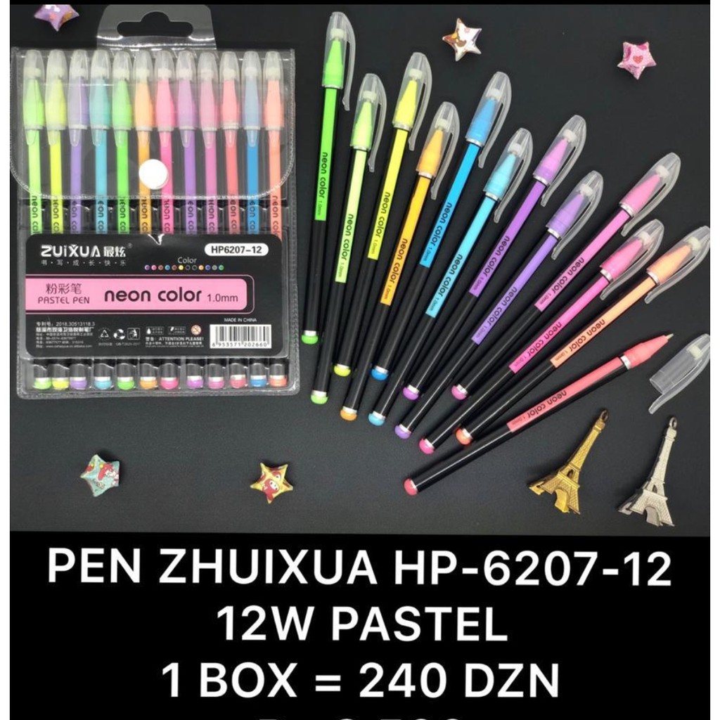 Jual ballpoint gel warna pastel set isi 12 zui xua kode hp 6207 ukuran ...