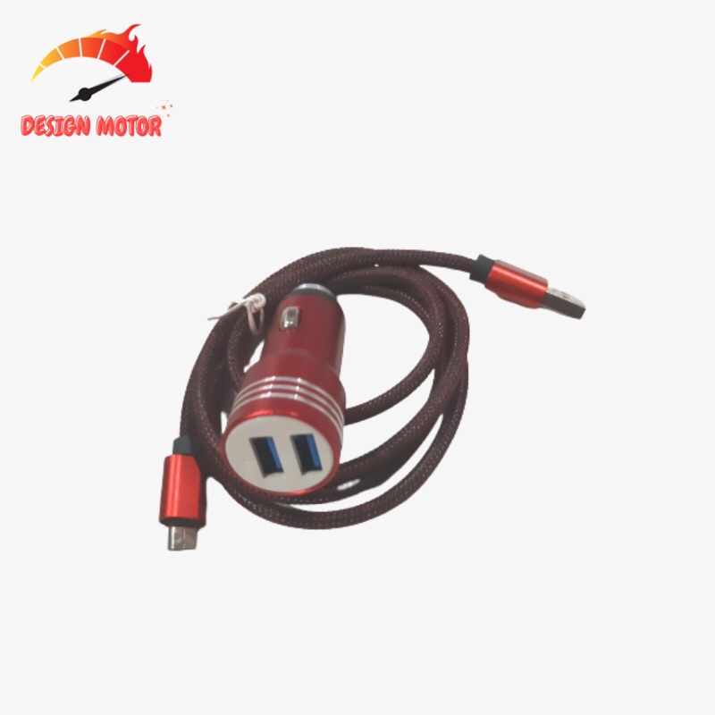 Jual Paket Car Charger Colokan Mobil 2 Ports dan Kabel Data Fast ...