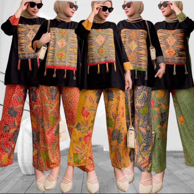 Jual setelan wanita pitalokha Abstrak #4 Koin Soloan modern Elegen ...