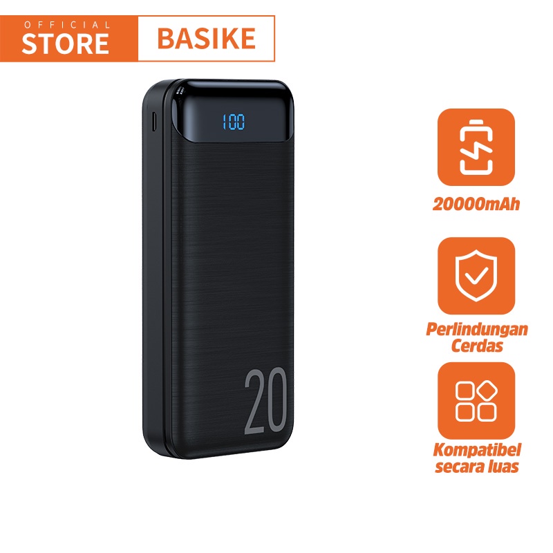 Jual BASIKE powerbank 20000mAh cepat dengan indikator LED Dual USB LCD powerbank Fast Charging 2 ...