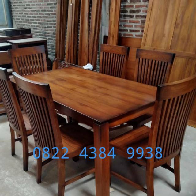 Jual Meja Makan Kursi 6 Jati Dining Table Minimalis Cafe Hotel Resto ...