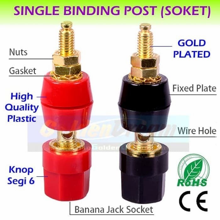 Jual Binding Post Single Terminal Soket Banana 4mm Jack Speaker Spiker ...
