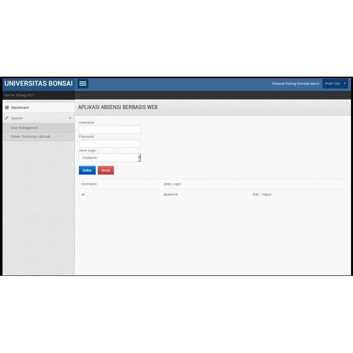 Jual Aplikasi Absensi Mahasiswa Berbasis Web Full Source Code | Shopee ... Jual Aplikasi Absensi Mahasiswa Berbasis Web Full Source Code | Shopee ...