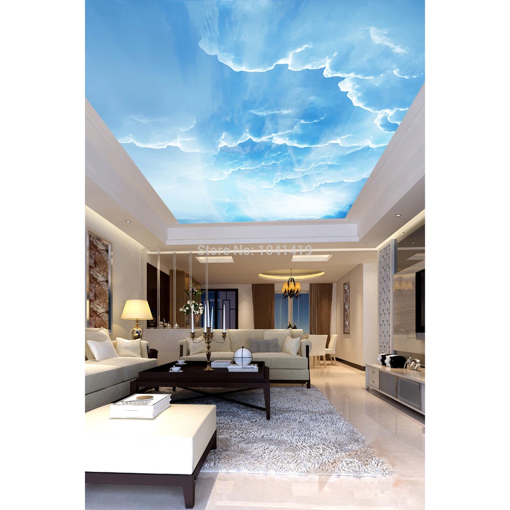 Jual SUDAH ADA LEMNYA, Custom wallpaper plafon Awan 3D, wallpaper ...