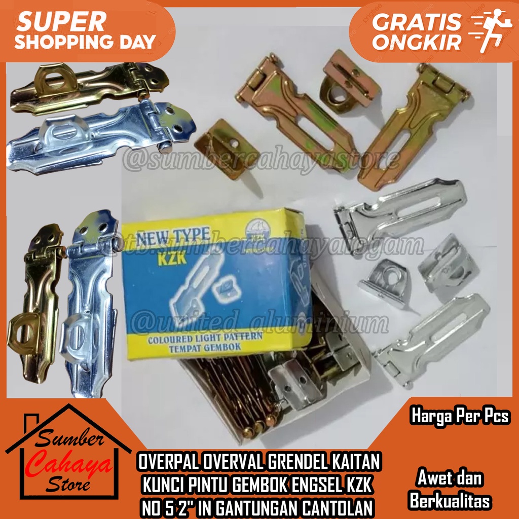 Jual Overpal Overval Grendel Kaitan Kunci Pintu Gembok Engsel Kzk No 5 ...