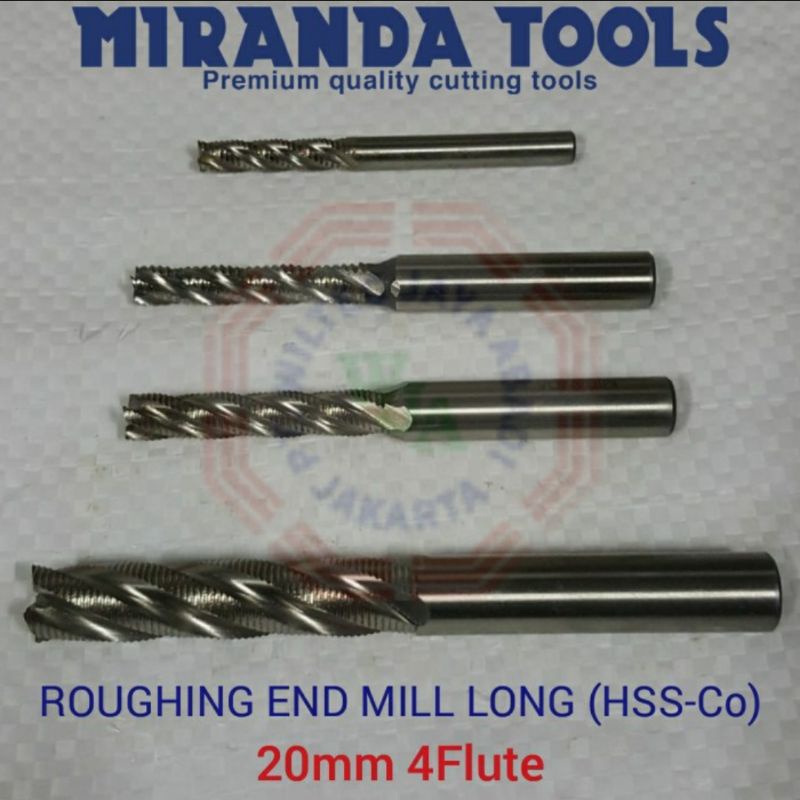 Jual Roughing End Mill LONG 20mm 4Flute HSS-Co Merek MIRANDA TOOLS ...