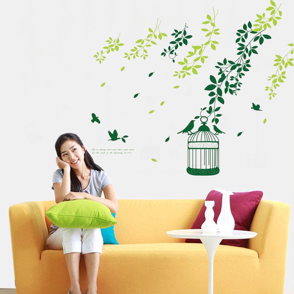 Jual METH WALL STICKER POHON RANTING SANGKAR CAGES BURUNG BIRD FRAME ...