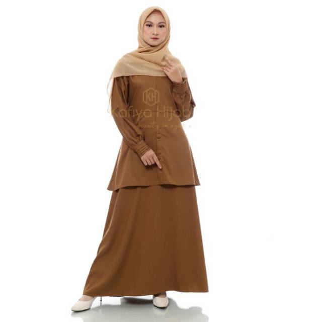 Jual GAMIS PNS PDH PEMDA KHAKI TOYOBO MODEL STELAN BY KAFIYA HIJAB ...