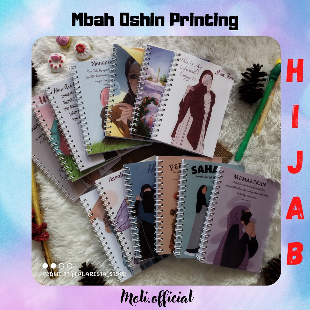 Jual Notebook Spiral Cover Motivasi Hijab Garis HITAM / Buku Catatan ...