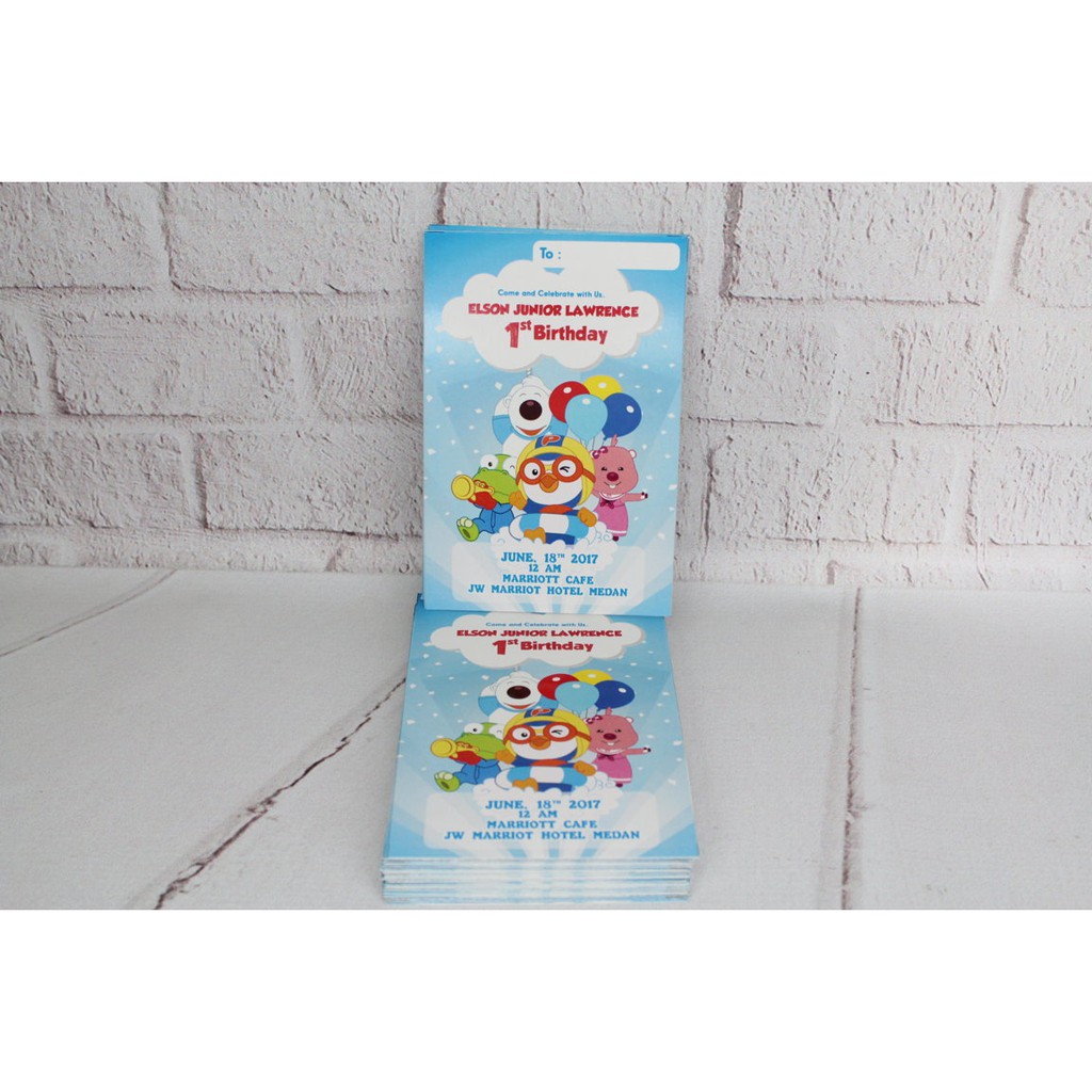 Jual undangan pororo / undangan custom pororo / invitation pororo ...