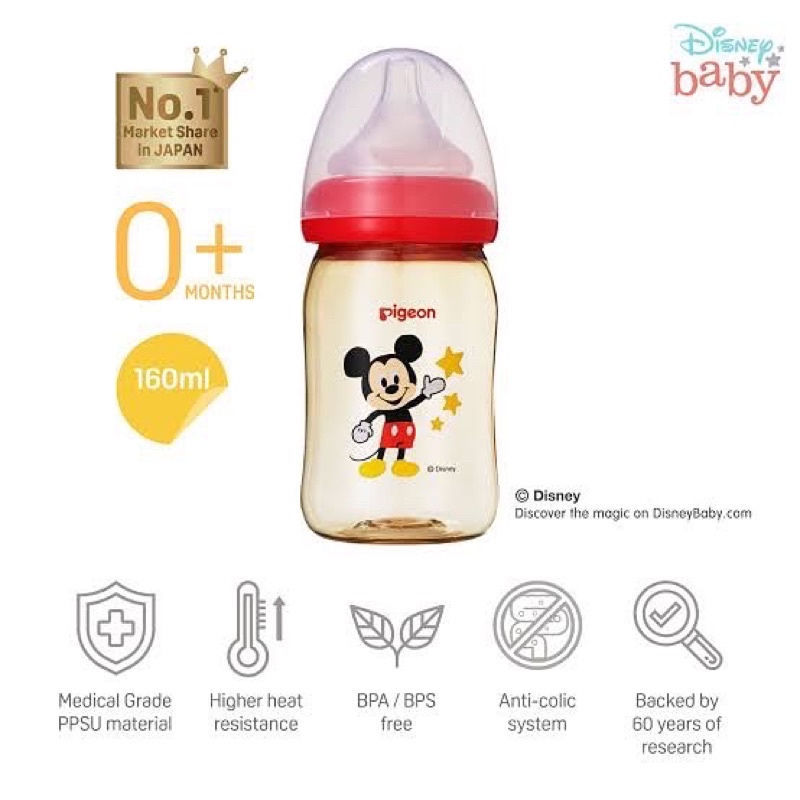 Jual Disney Pigeon Wide Neck Bottle PPSU - 160ml | Shopee Indonesia