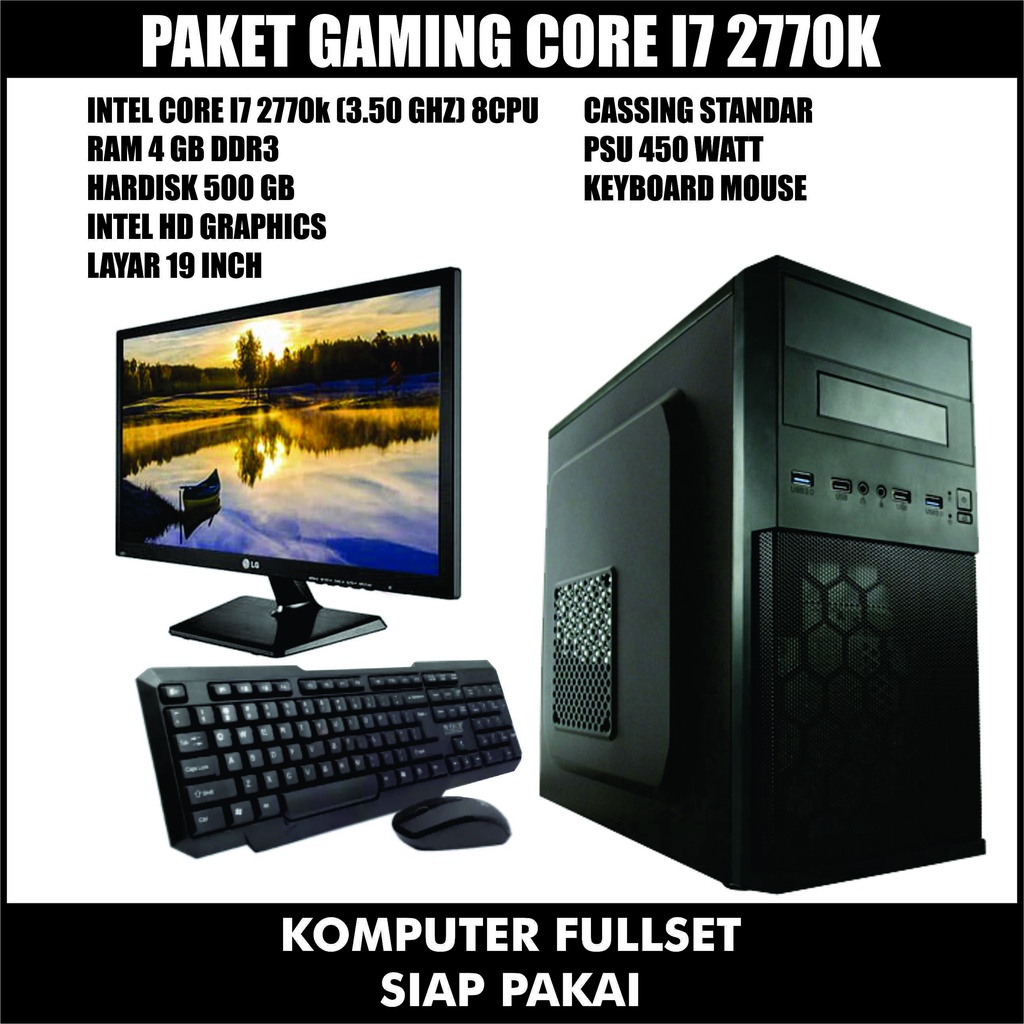 Jual Pc Gaming / Komputer Core i7 2600 Ram 4 Gb Harddisk 500 Gb Layar ...