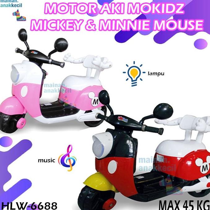 Jual JTR MAINAN ANAK MOTOR VESPA AKI ACCU KARAKTER MICKEY DAN MINNIE ...