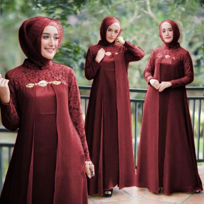Jual BAJU GAMIS MAXI MAXY DRESS S M L XL XXL JUMBO BROKAT BRUKAT RENDA KERANCANG KRANCANG LAPIS ...