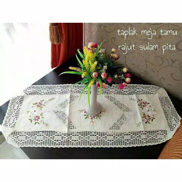 Jual Taplak tamu renda rajut sulam pita clasic | Shopee Indonesia