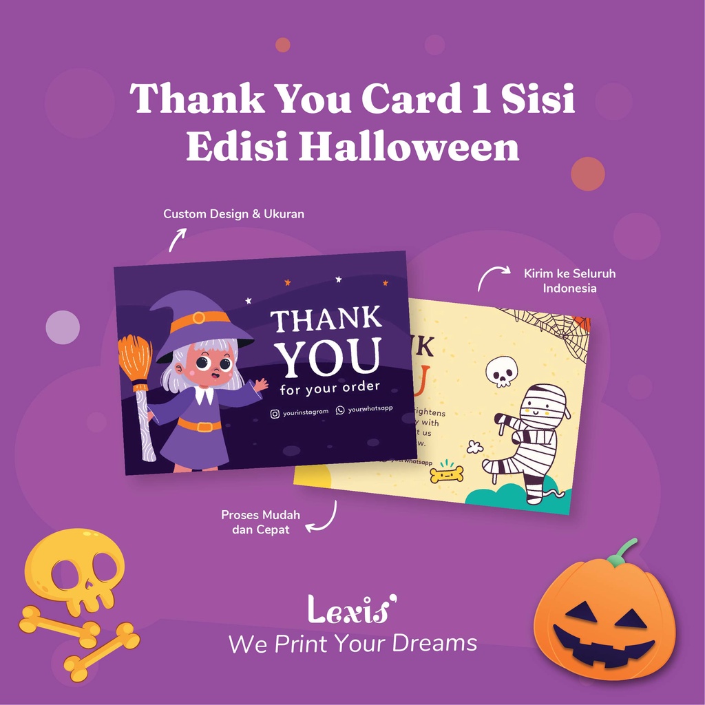 Jual Thank You Card Halloween Kartu Ucapan Terima kasih Greetings Card ...