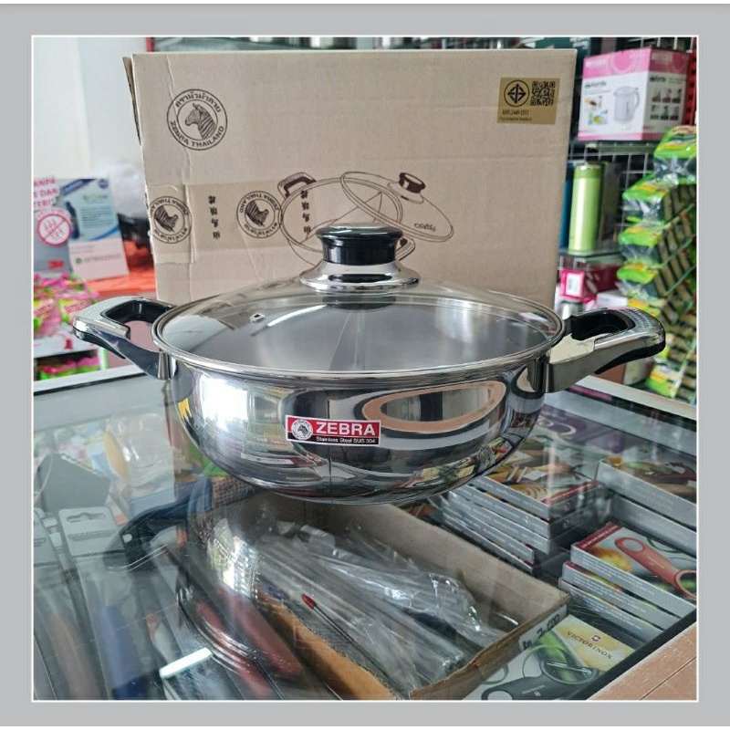 Jual 142631 Shabu Shabu Pan Zebra Thailand D26cm with Glass Lid ...