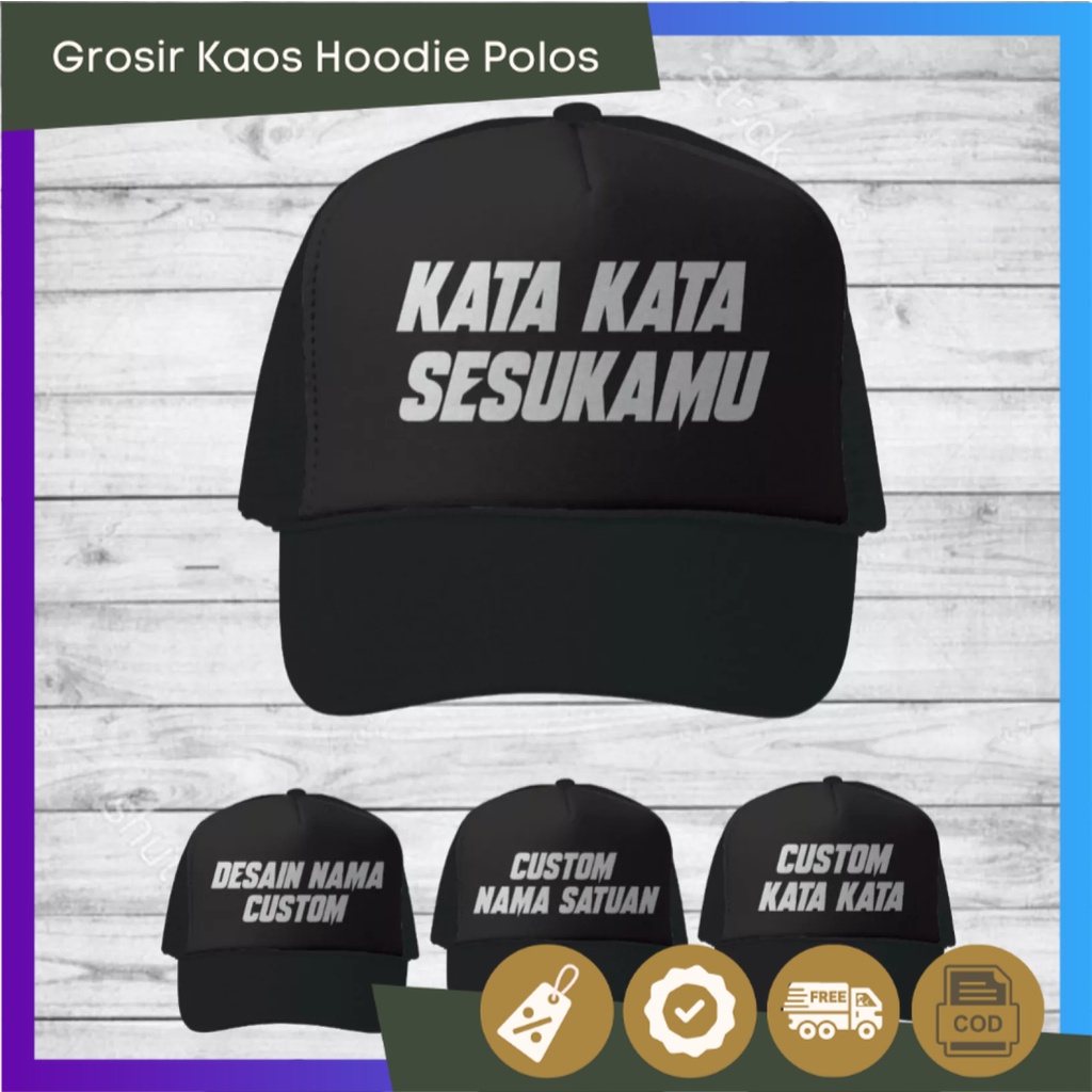 Jual BISA COD Topi sablon desain nama Logo Topi trucker desain suka ... Jual BISA COD Topi sablon desain nama Logo Topi trucker desain suka ...
