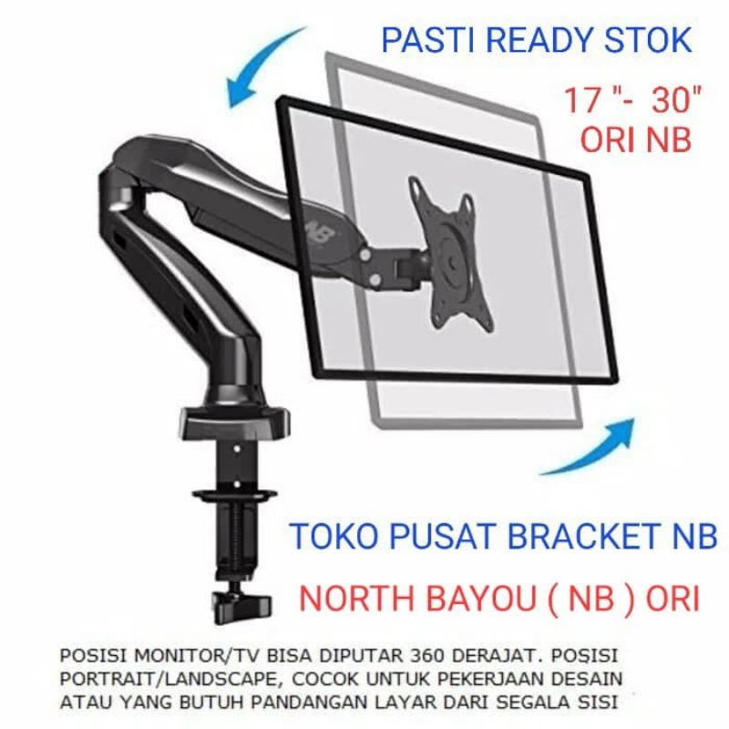 Jual NORTH BAYOU NBF80 NB F80 GAS SPRING BRACKET TV MONITOR JEPIT MEJA ...