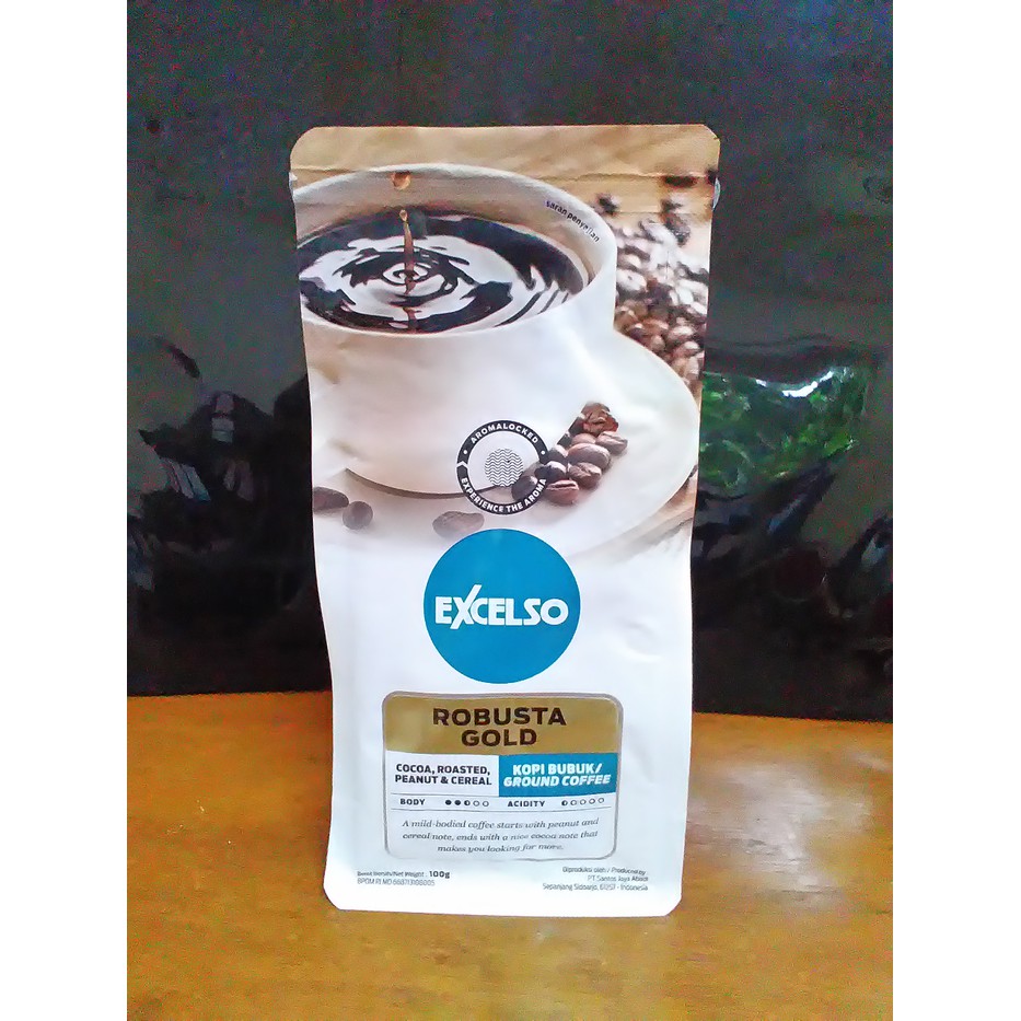 Jual Kopi Excelso Robusta Gold Arabica Gold Bubuk 100gr | Shopee Indonesia