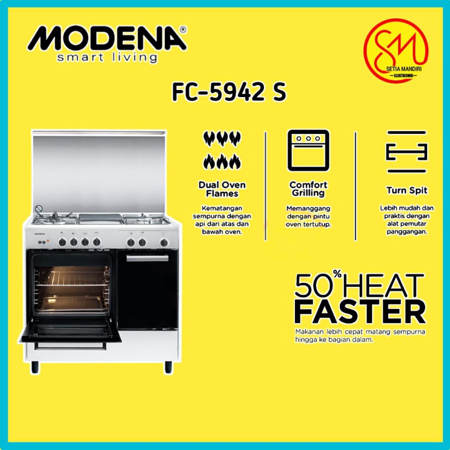 Jual MODENA FC 5942 S CARRARA - Freestanding Cooker 90 cm - Stainles ...