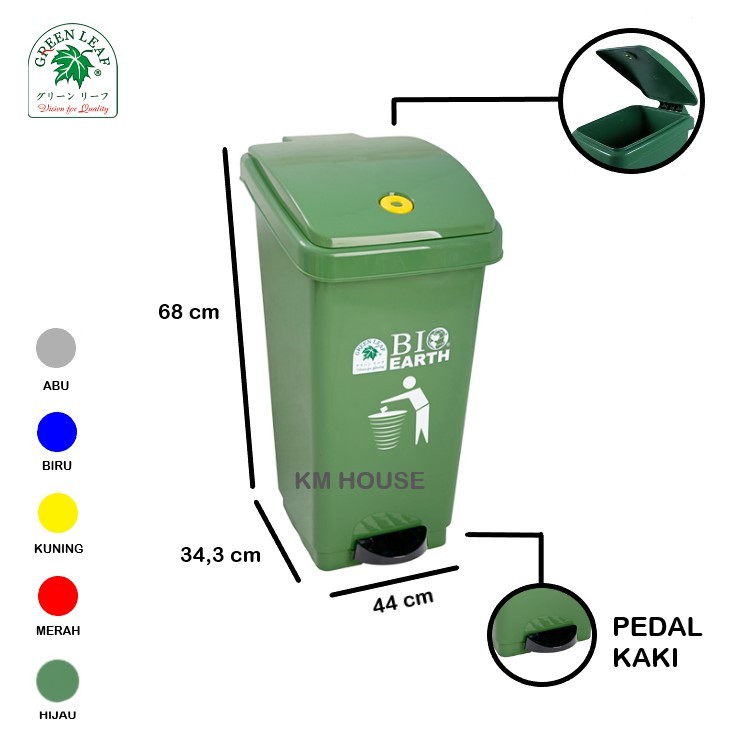 Jual greenleaf tempat sampah injak 50 liter bio earth 2160 | Shopee Indonesia