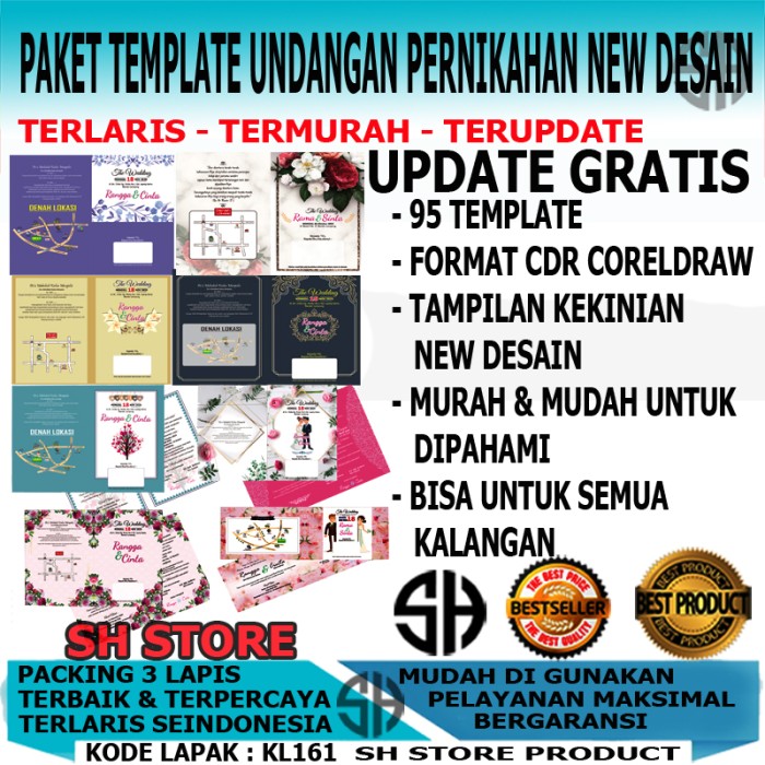 Jual Template Desain Undangan Pernikahan New Desain Kekinian CDR KL161 ...