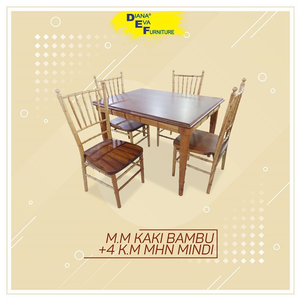 Jual Dinging Set KAKI BAMBU (Meja Makan + 4 Kursi Makan) | Shopee Indonesia