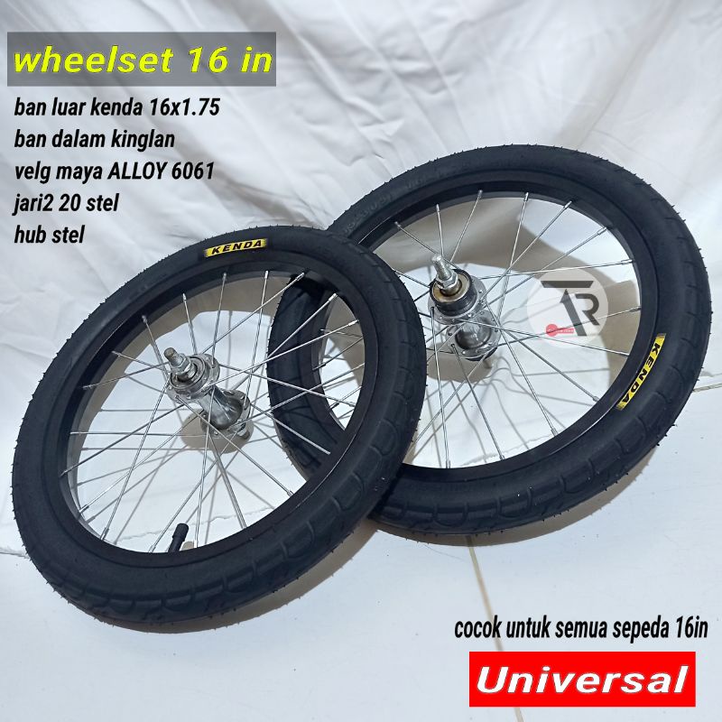 Jual Roda sepeda 16 lengkap sudah di pasang ban 16x1.75 kenda / wheelset sepeda 16 x 1.75 KENDA ...